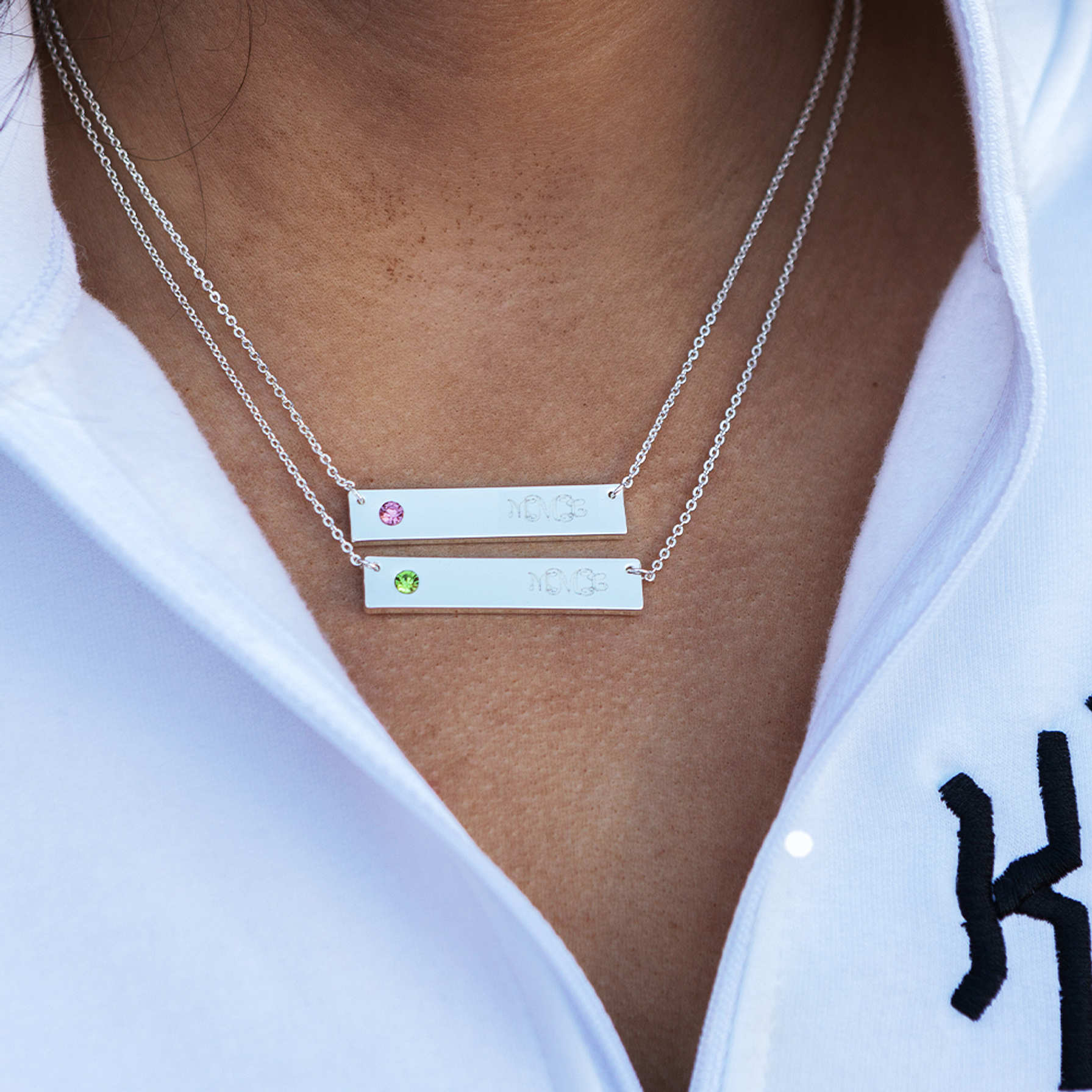 Birth Month Gem Bar Necklace