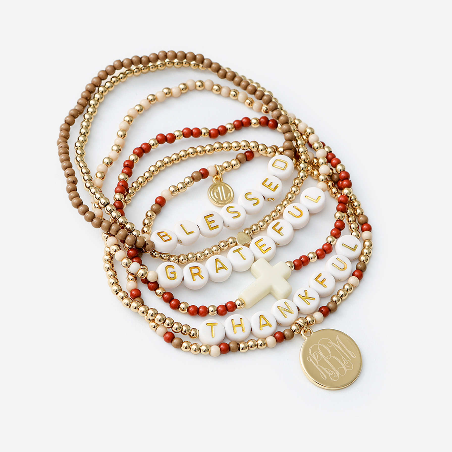 Personalized Fall Bracelet Stack | Stack of 6 Stretch Bracelets