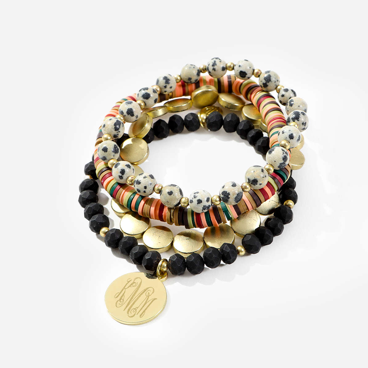 Personalized Fall Bracelet Stack | Stack of 4 Stretch Bracelets