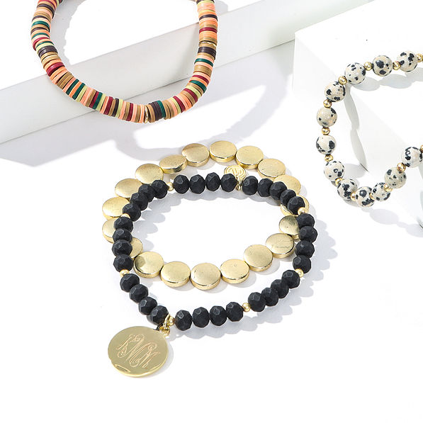 Personalized Fall Bracelet Stack | Stack of 6 Stretch Bracelets