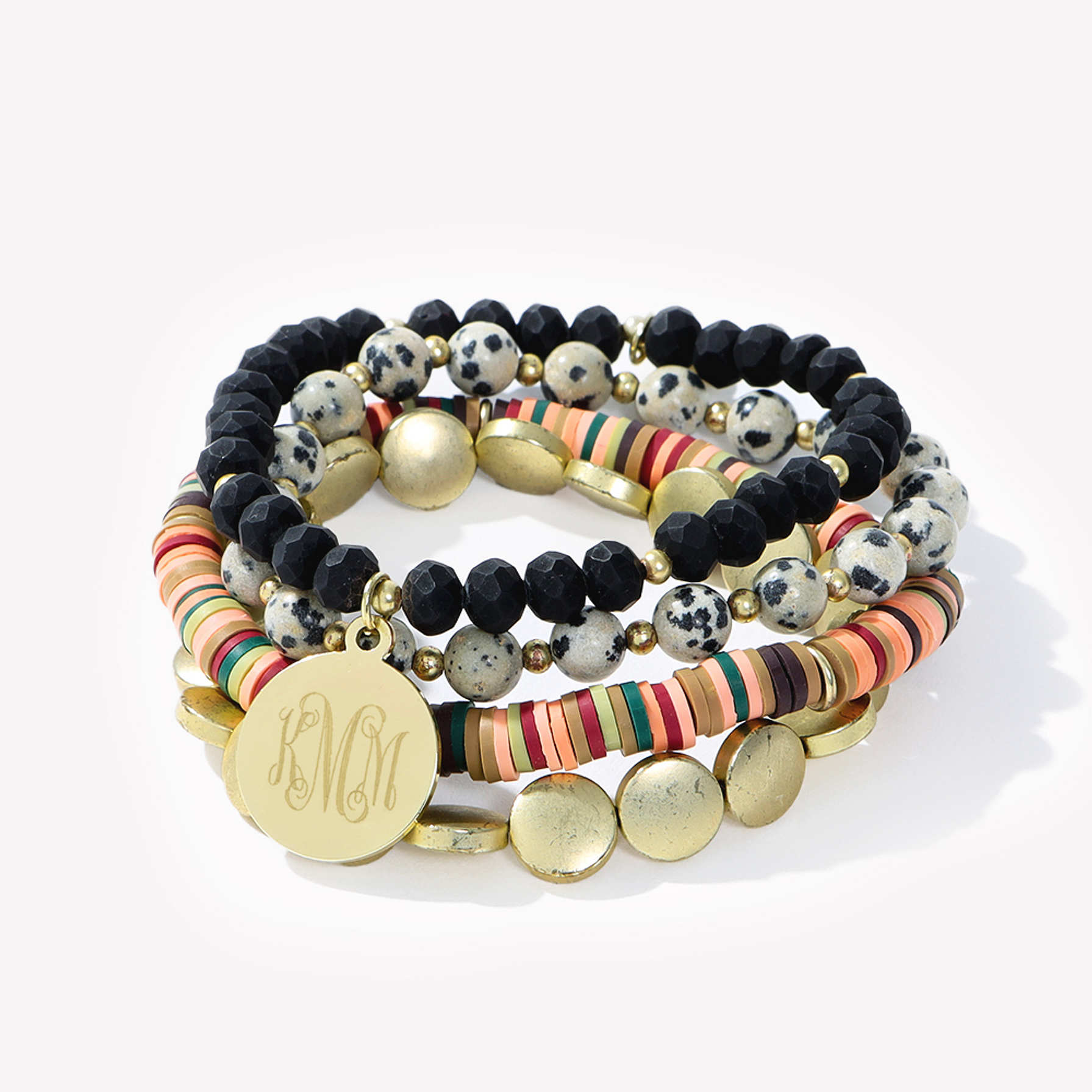 Personalized Fall Bracelet Stack | Stack of 6 Stretch Bracelets