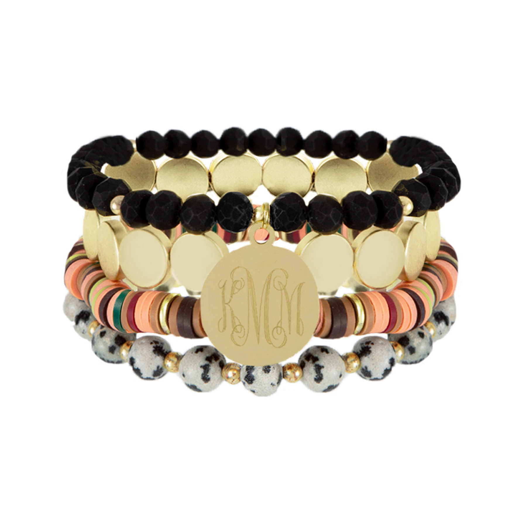 Personalized Fall Bracelet Stack | Stack of 4 Stretch Bracelets