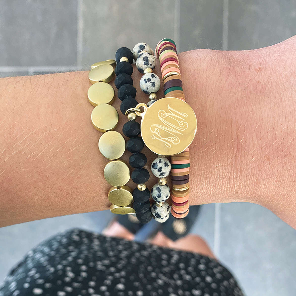 Personalized Fall Bracelet Stack | Stack of 6 Stretch Bracelets