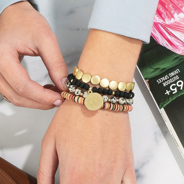 Personalized Fall Bracelet Stack | Stack of 4 Stretch Bracelets
