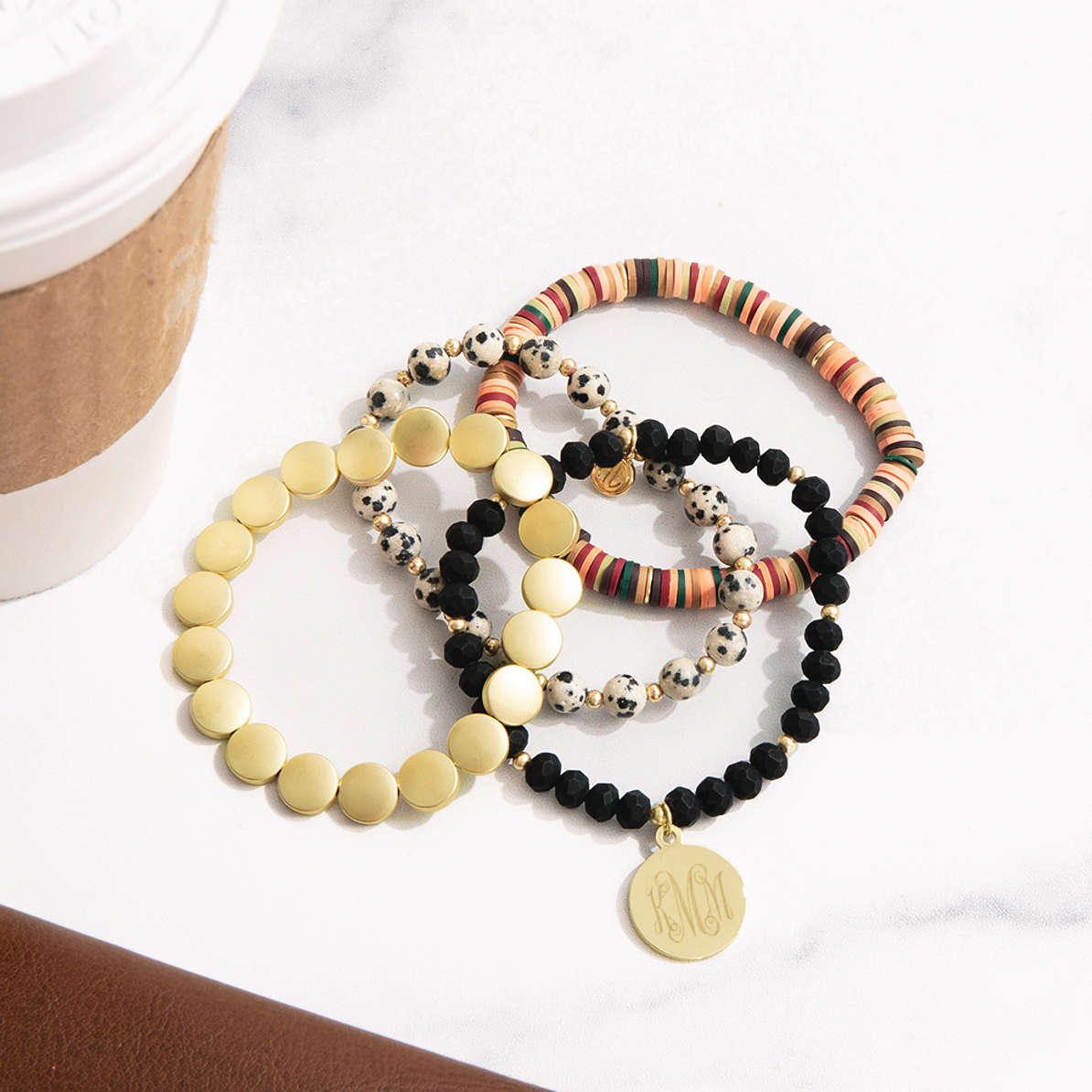 Personalized Fall Bracelet Stack | Stack of 6 Stretch Bracelets