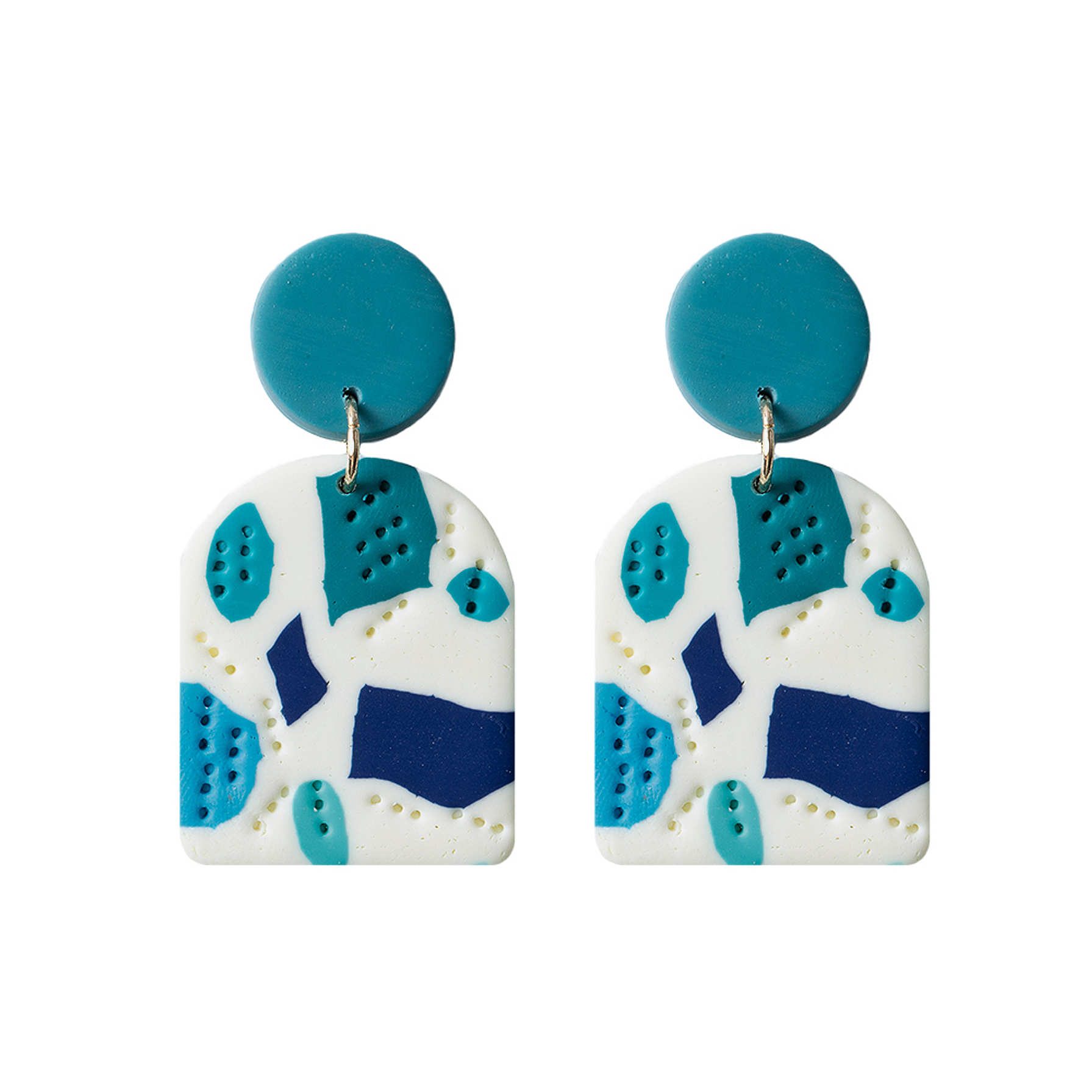 Blue Abstract Clay Earrings