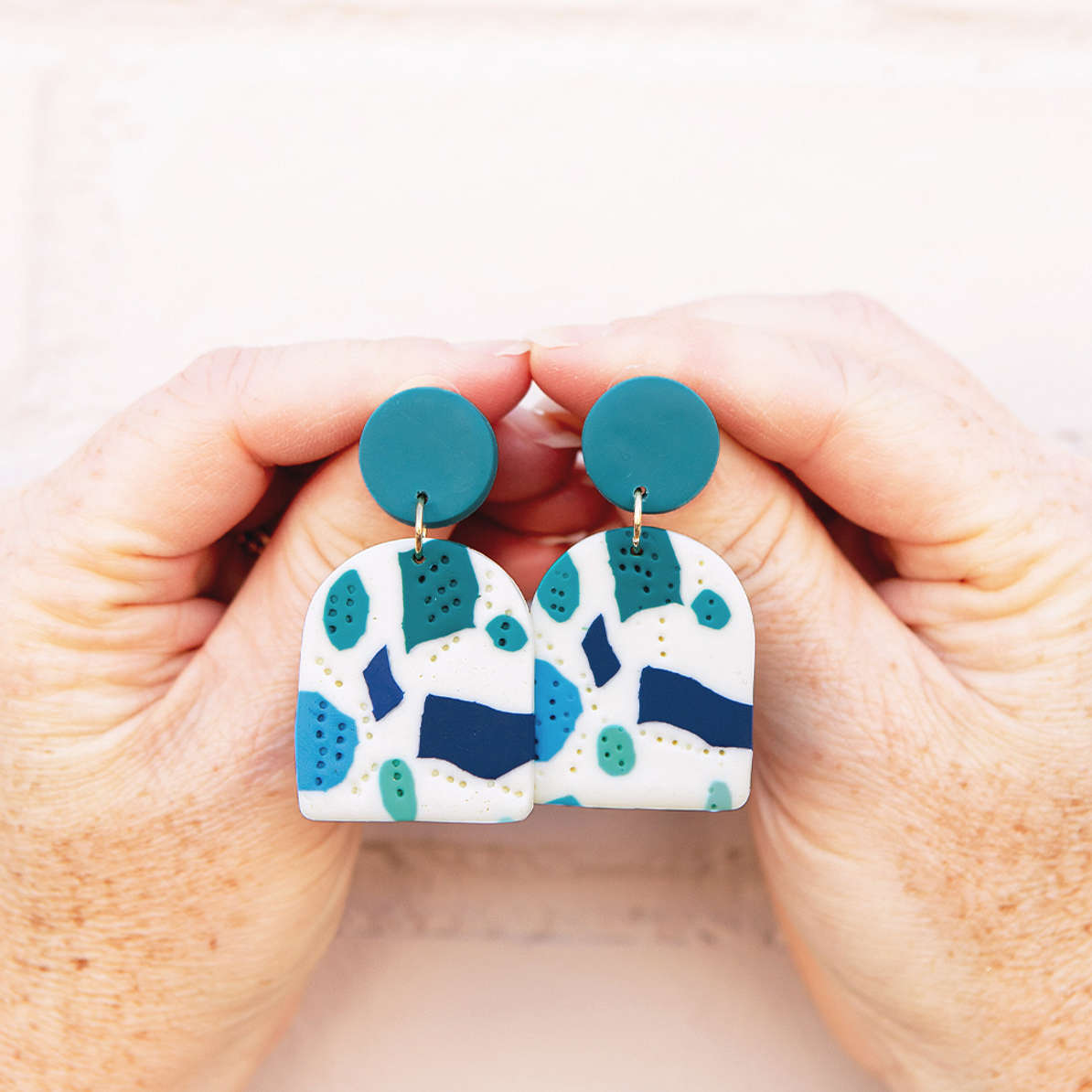 Blue Abstract Clay Earrings