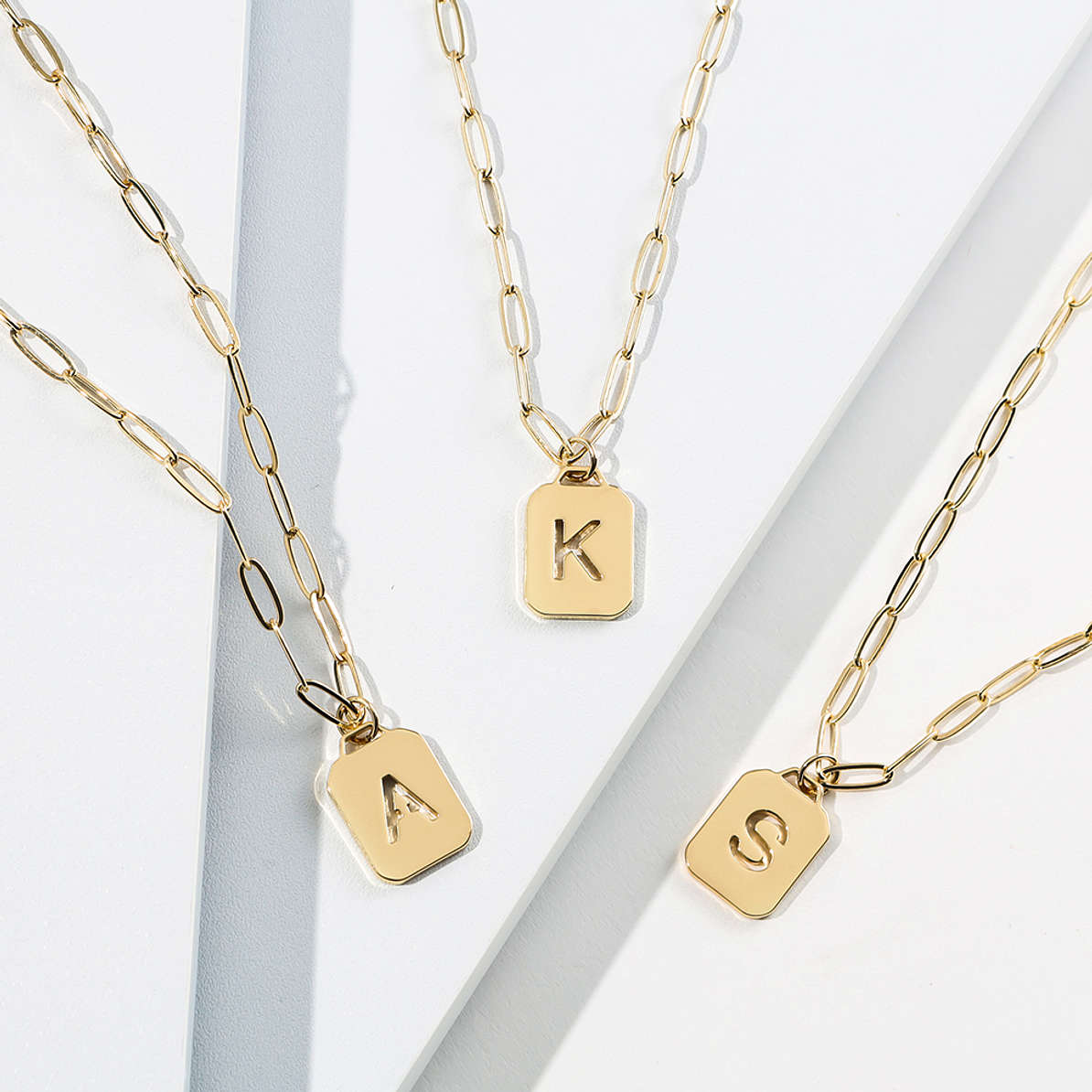 Letter Dog Tag Necklace
