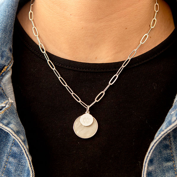 Personalized Layered Necklace with Disc Pendant