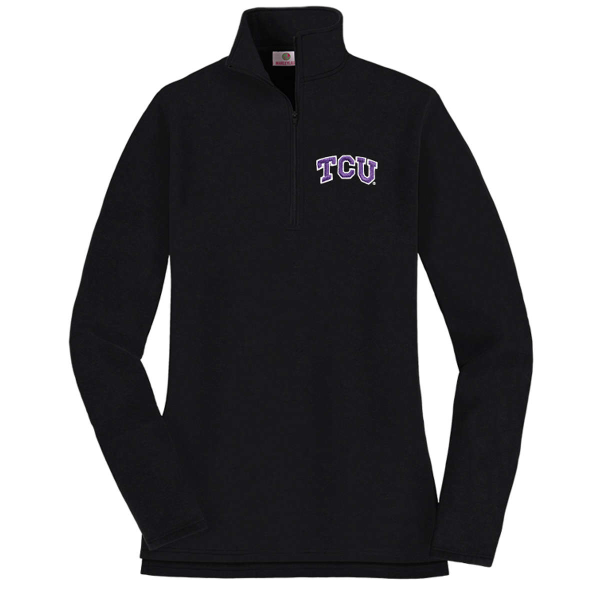 TCU Logo Sweatshirt with Quarter Zip in Black