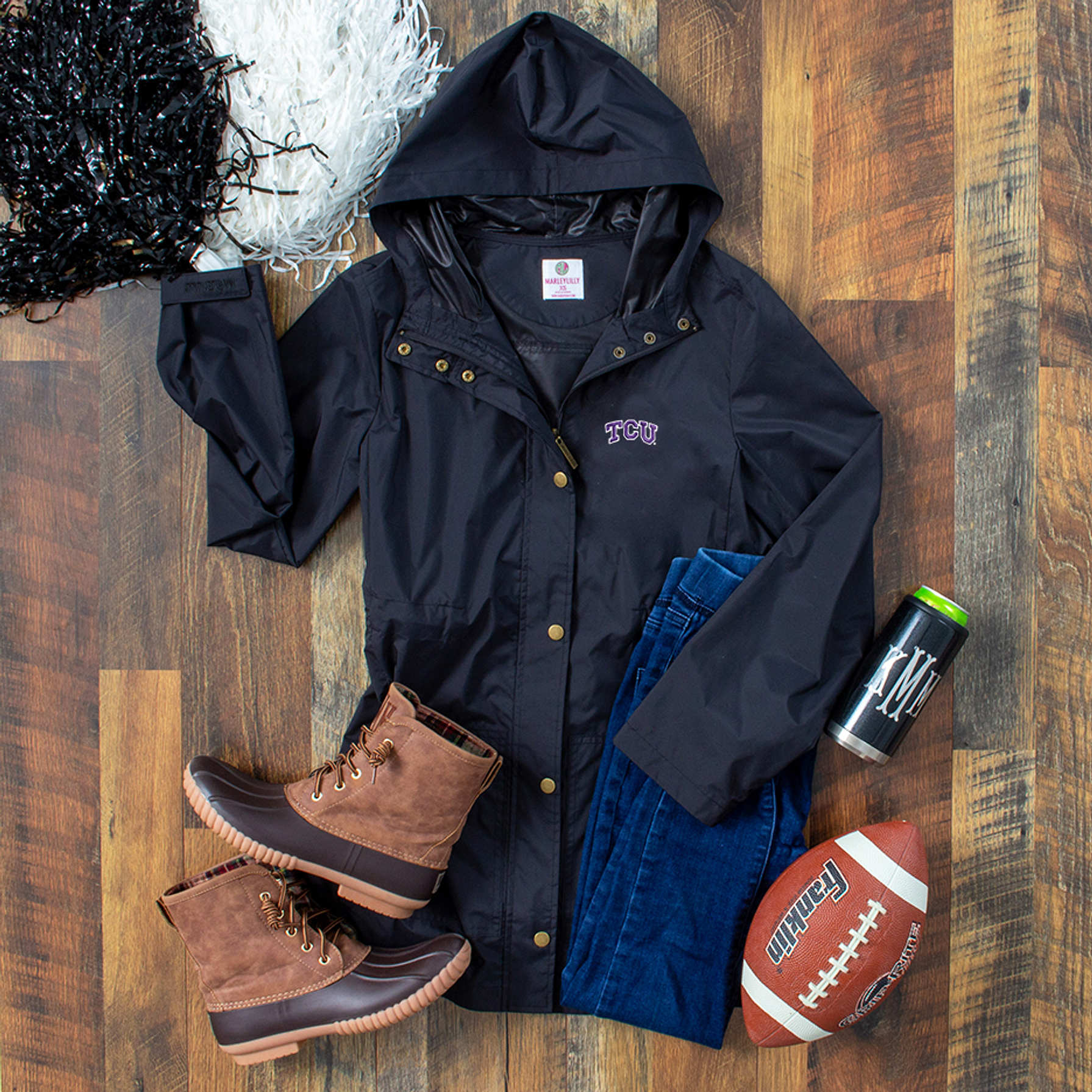 Texas Christian University Horned Frogs Rain Jacket in Black