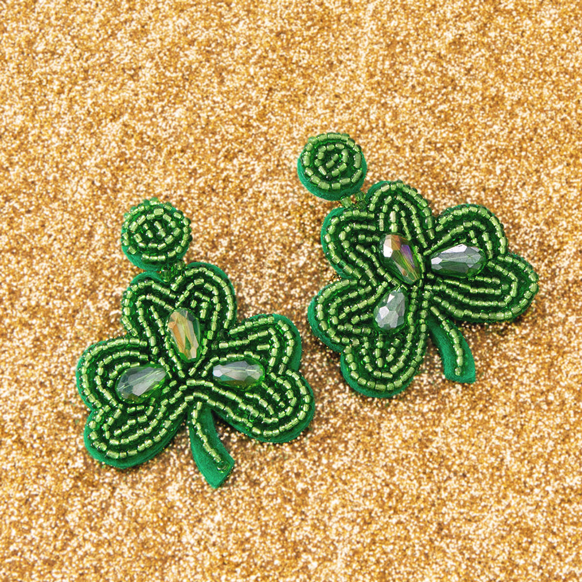 Beaded Shamrock Earrings - Marleylilly