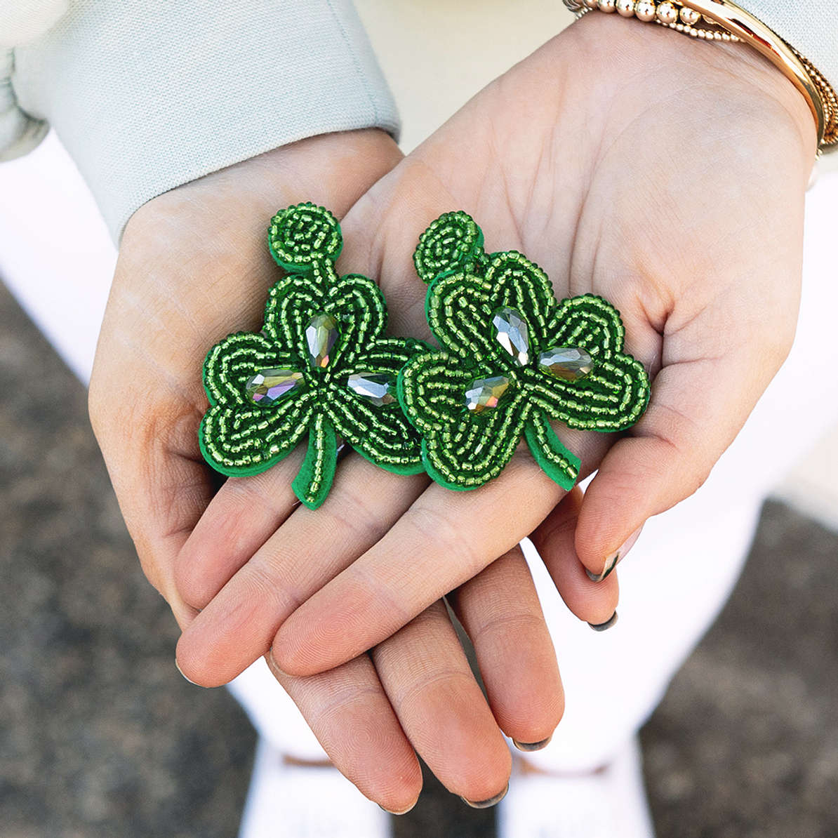 Beaded Shamrock Earrings - Marleylilly