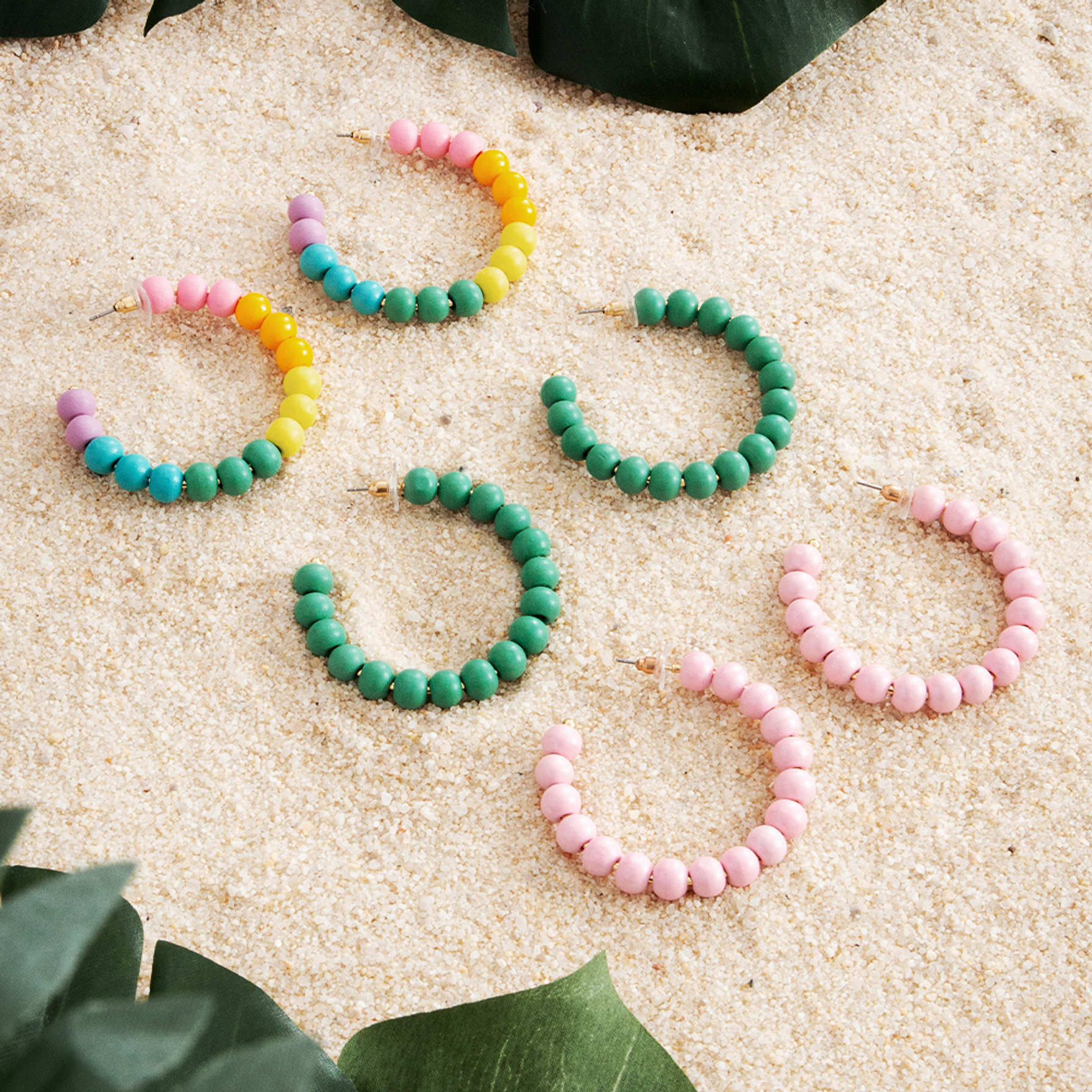 Large Bead Hoop Earrings