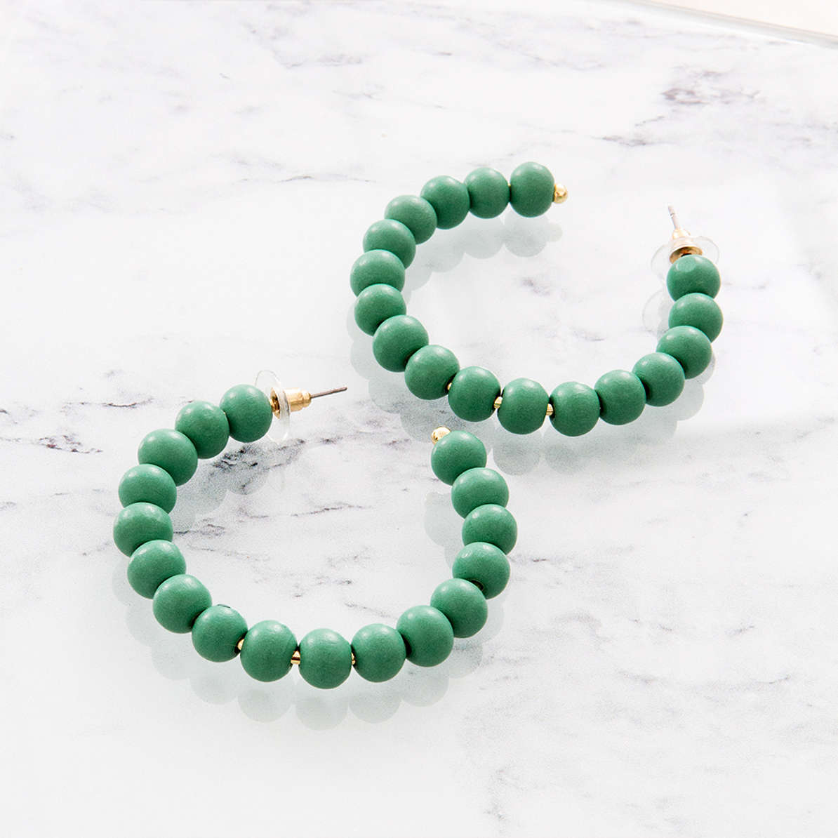 Large Bead Hoop Earrings