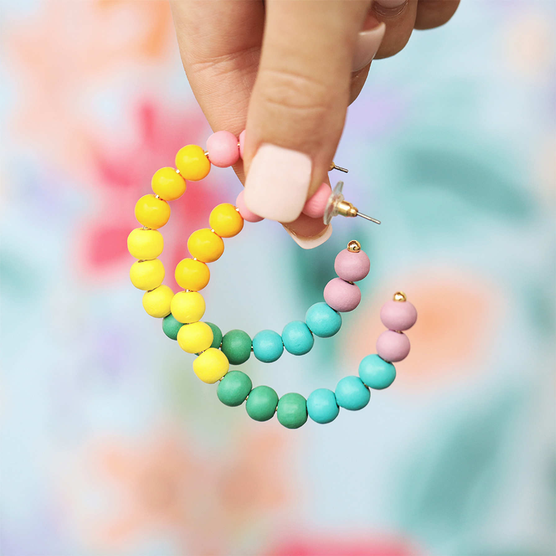 Large Bead Hoop Earrings
