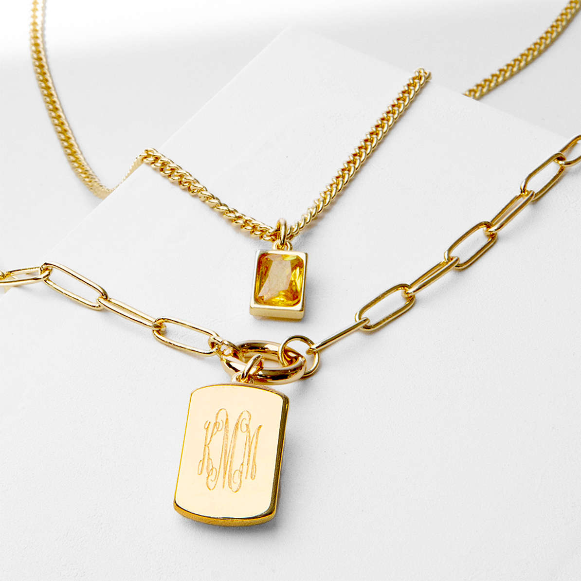 Monogrammed Tag Layered Necklace