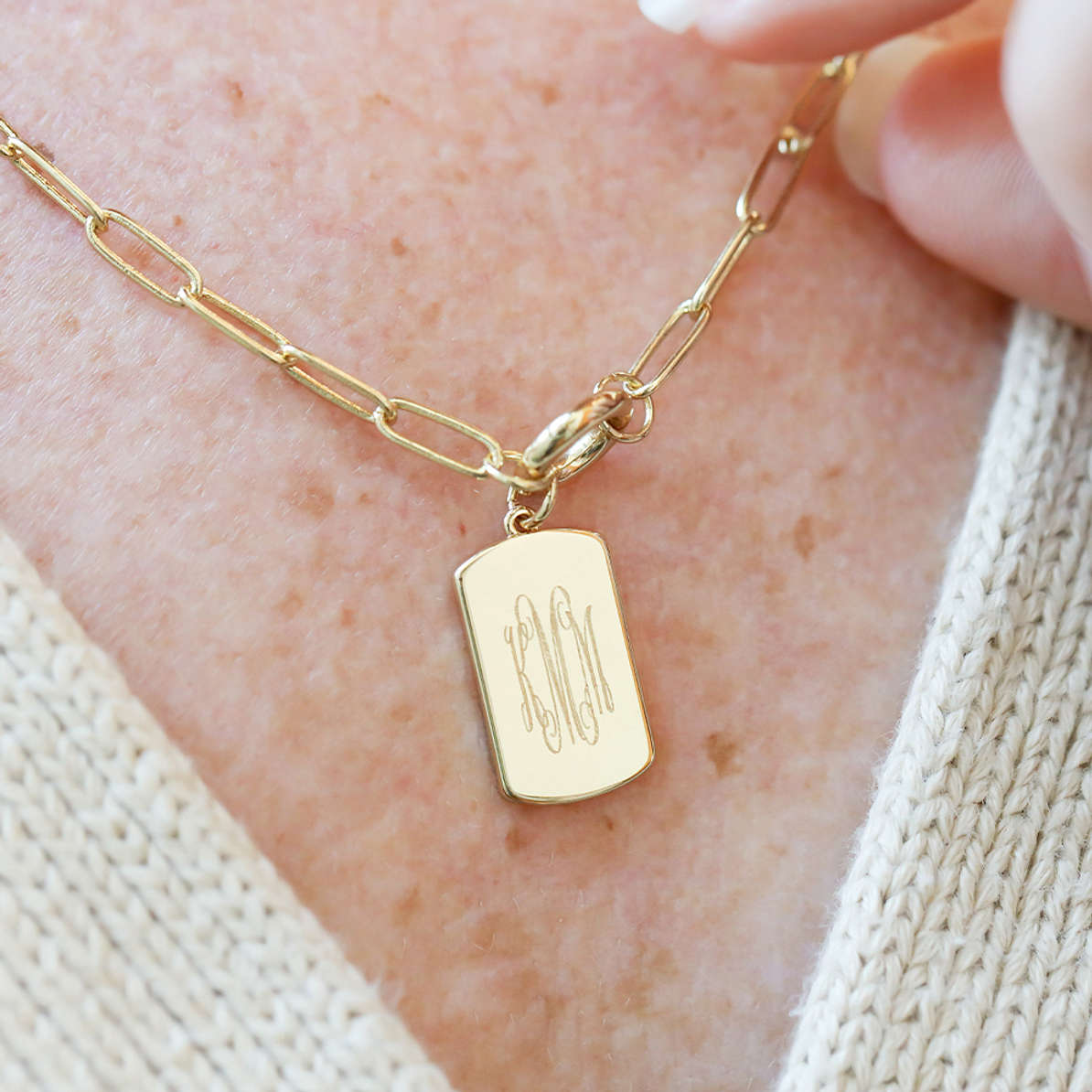 Monogrammed Tag Layered Necklace