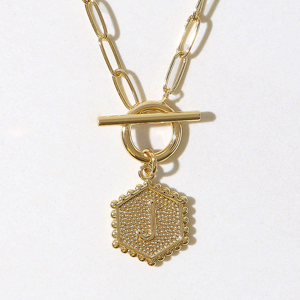 Letter Hexagon Layered Necklace