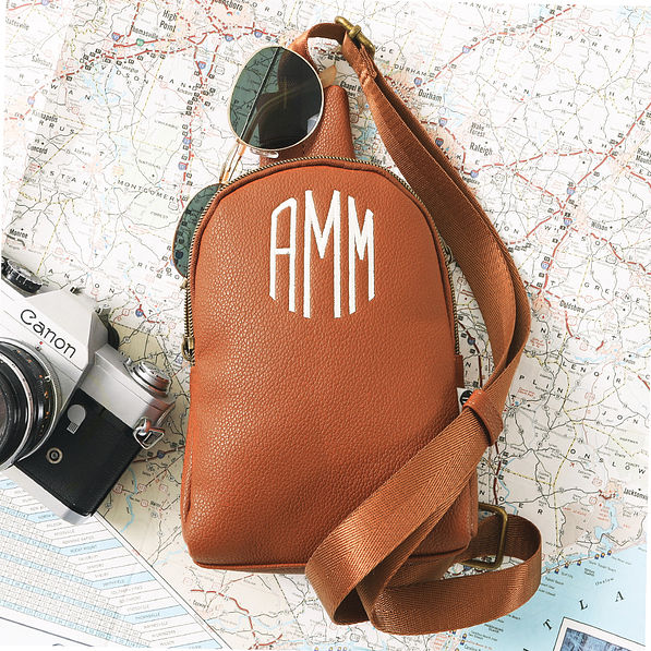 Personalized Faux Leather Sling Bag | Marleylilly