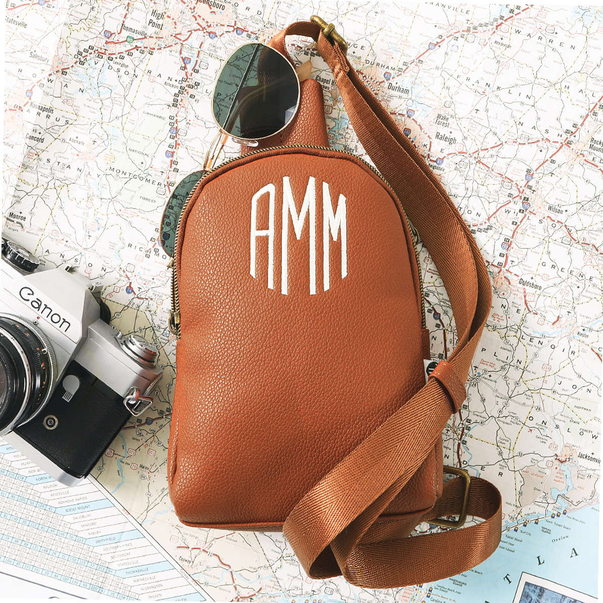 Personalized Faux Leather Sling Bag | Marleylilly