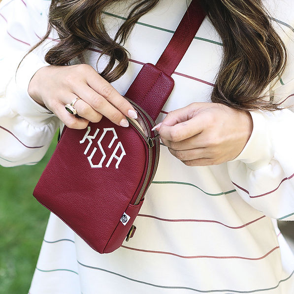 Personalized Faux Leather Sling Bag | Marleylilly