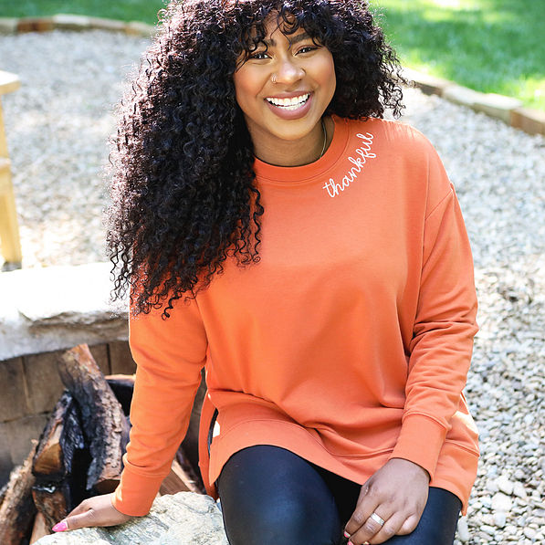 Thankful Sweatshirt in Pumpkin | Marleylilly