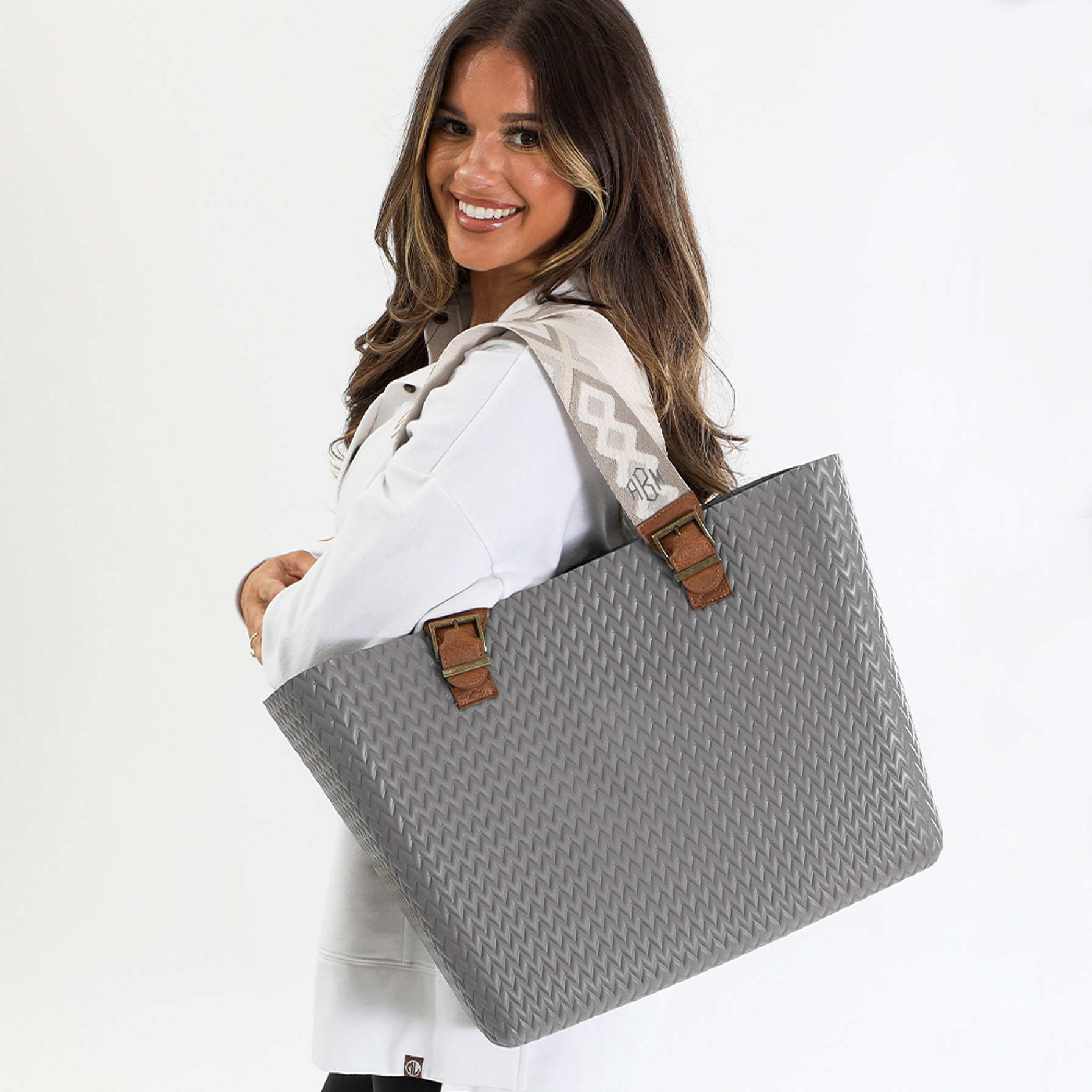 Monogrammed Textured Waterproof Tote Bag | Marleylilly