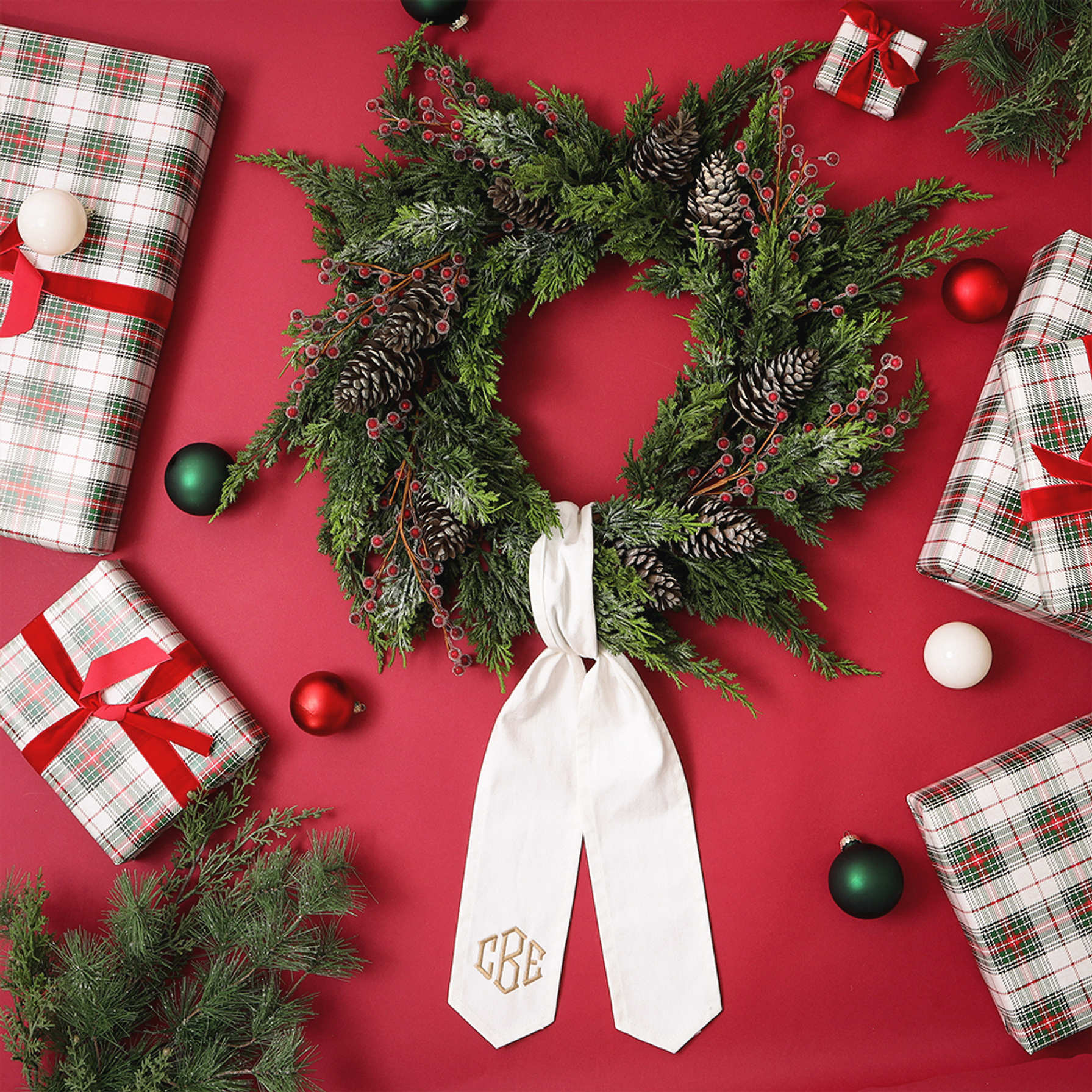 Monogrammed Wreath Sash | Marleylilly