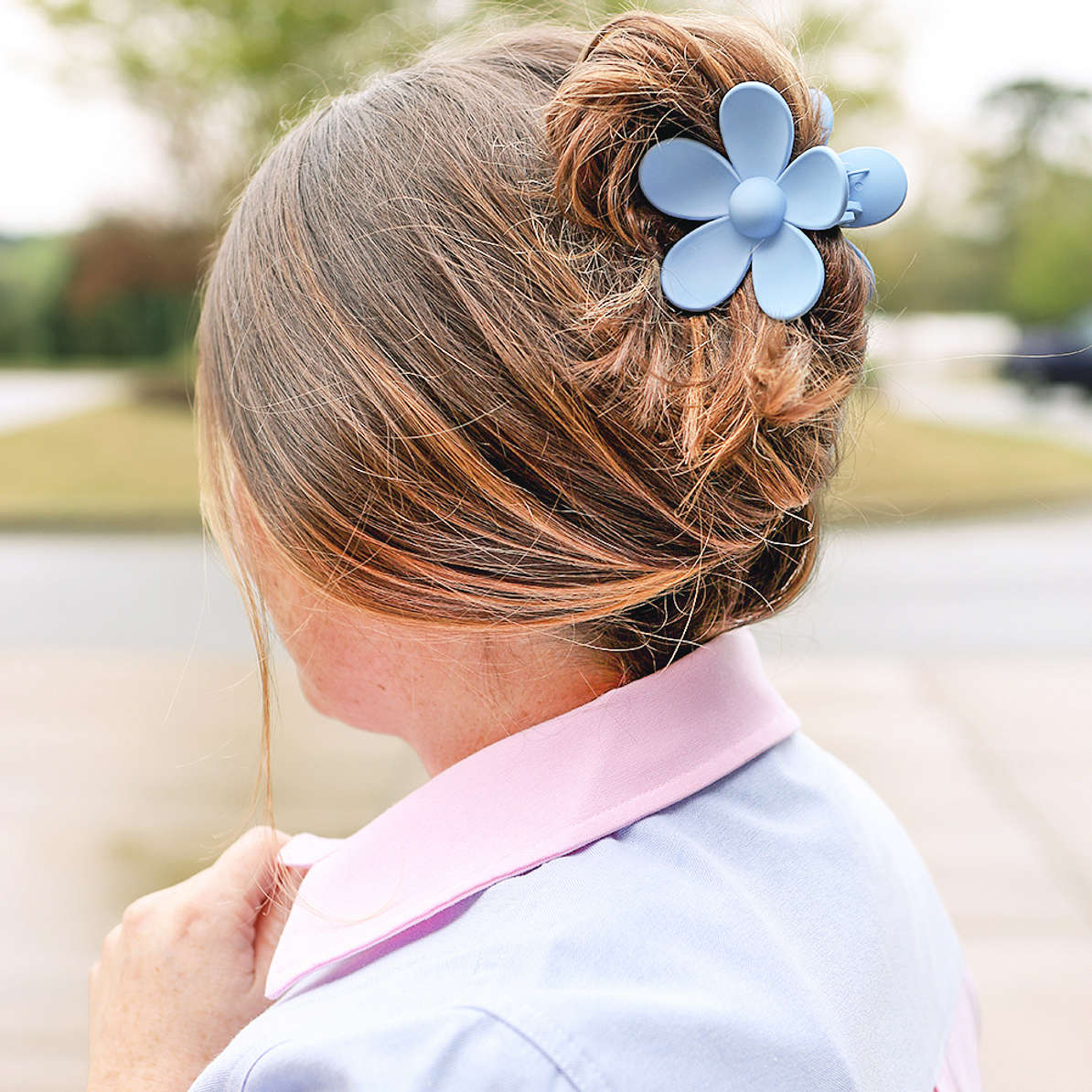 Hot Pink and Blue Flower Claw Clip Set