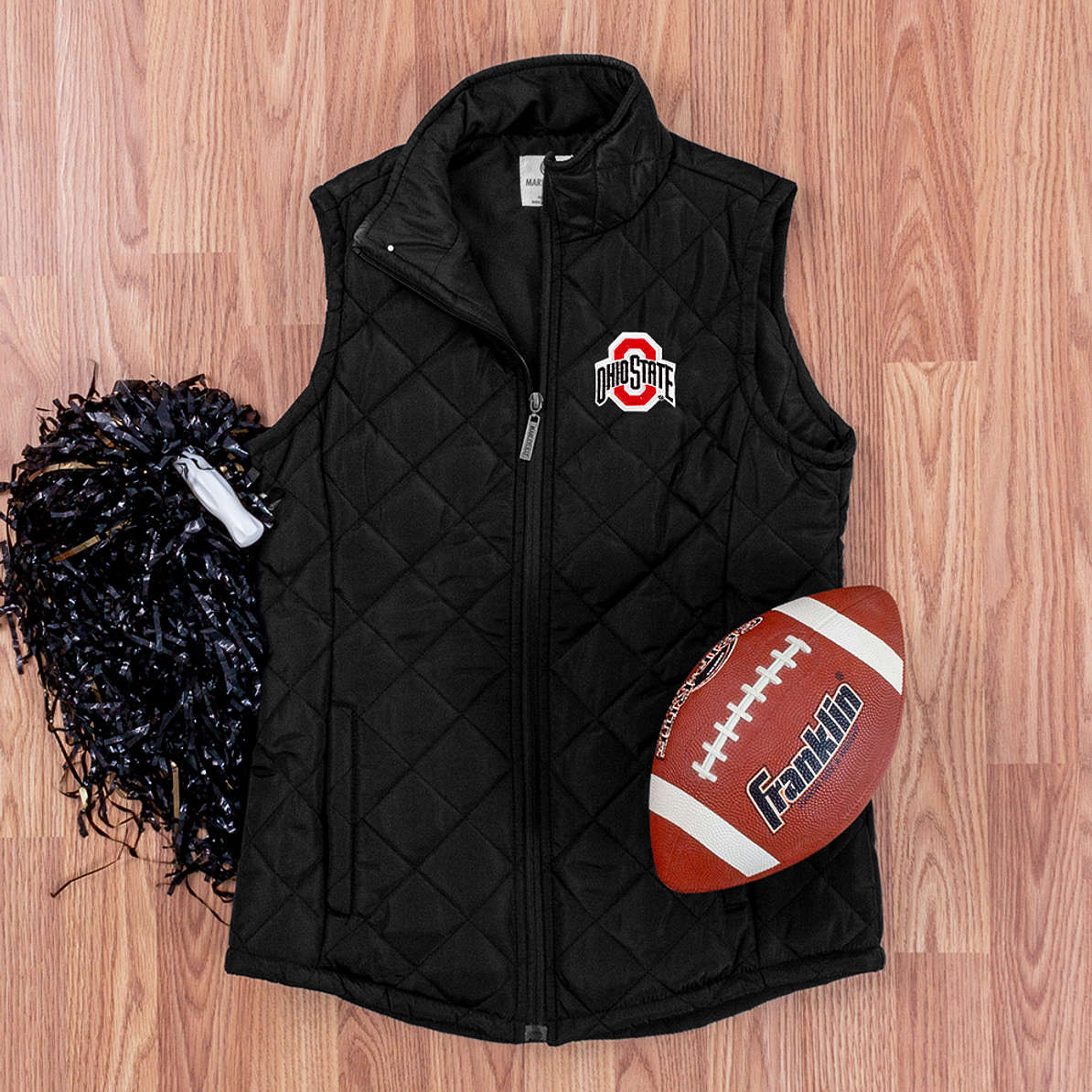 Black Ohio State NCAA Puffer Vest - Marleylilly