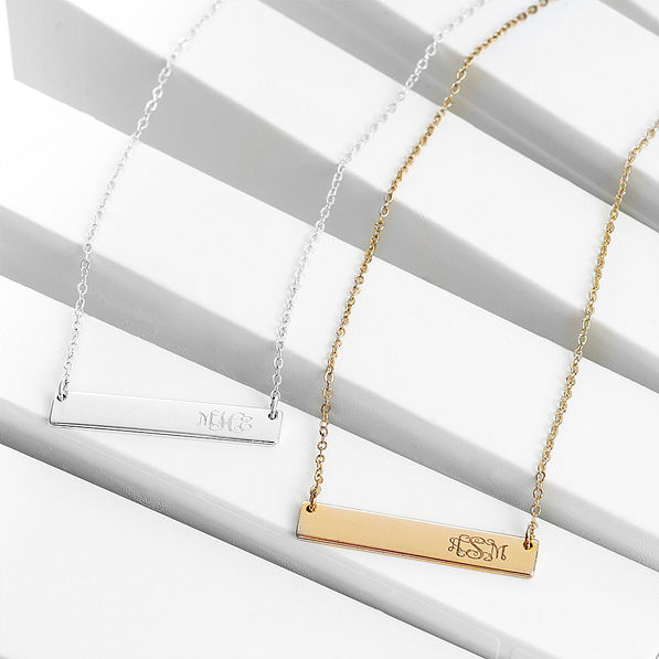 Monogrammed Bar Necklace - Initial Bar Necklace