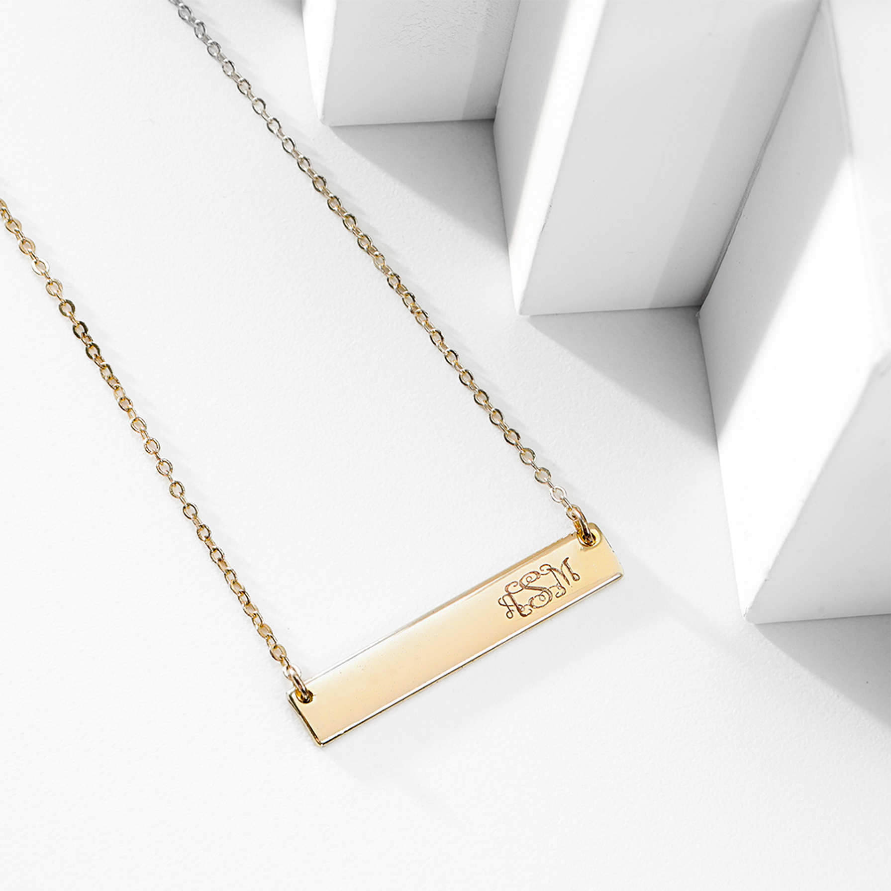 Monogrammed Bar Necklace - Initial Bar Necklace