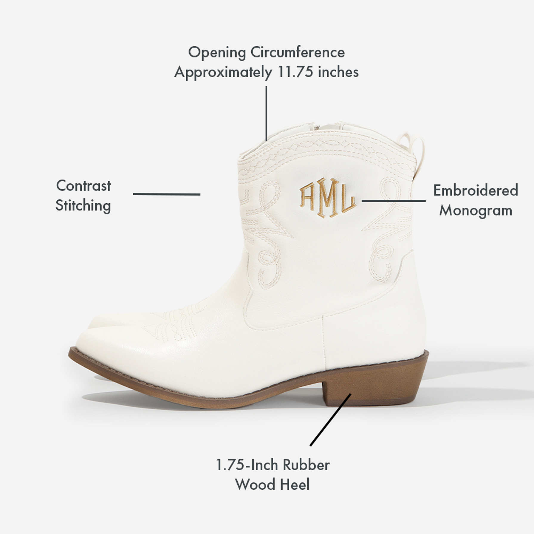 Personalized Short Ivory Cowboy Boot | Marleylilly