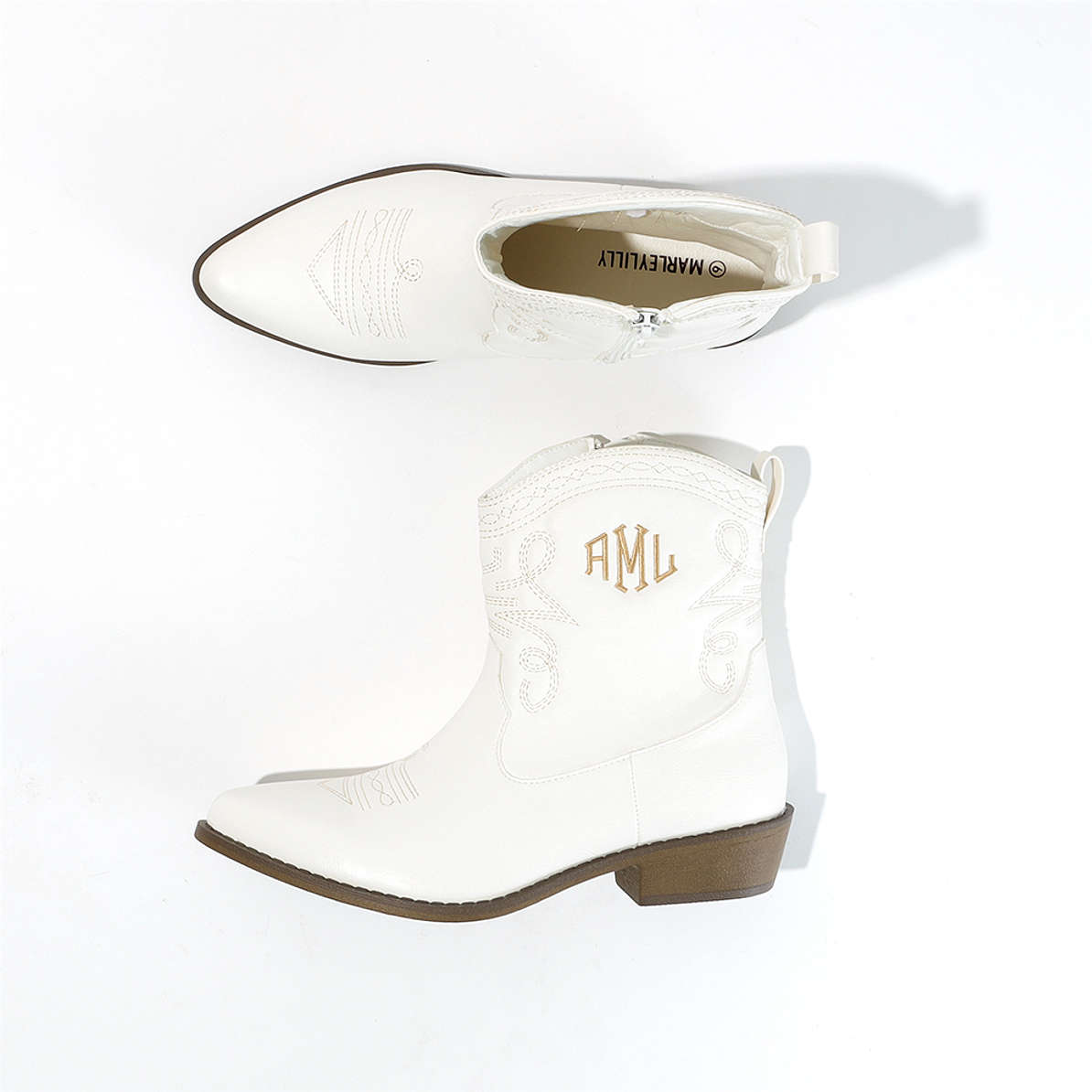 Personalized Short Ivory Cowboy Boot | Marleylilly