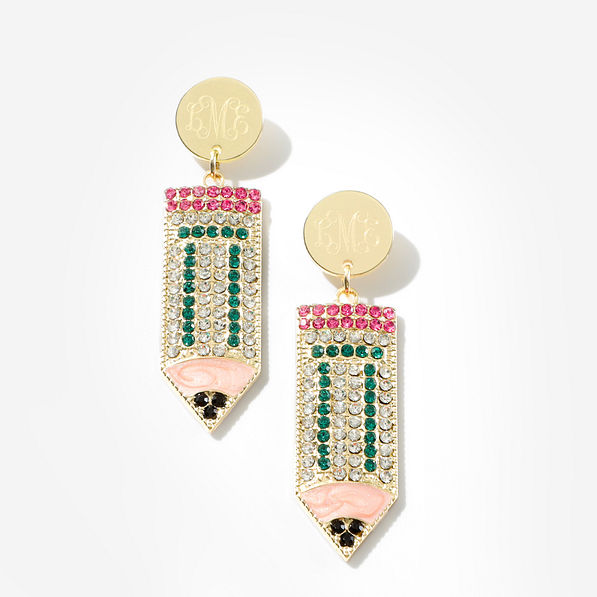 Personalized Rhinestone Pencil Earrings | Marleylilly
