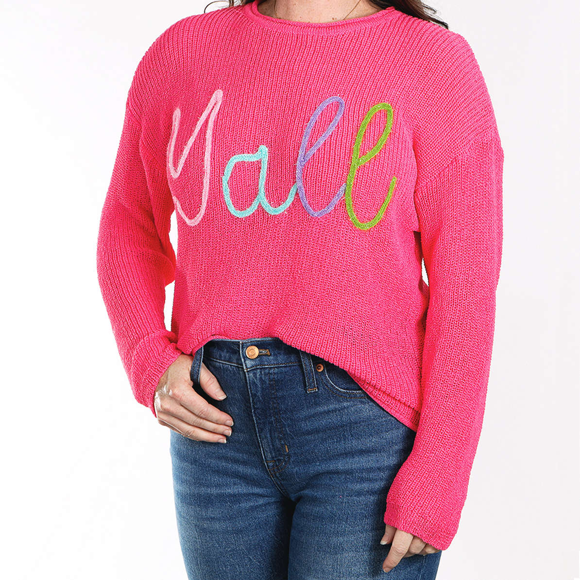 Yall Hot Pink Sweater | Marleylilly