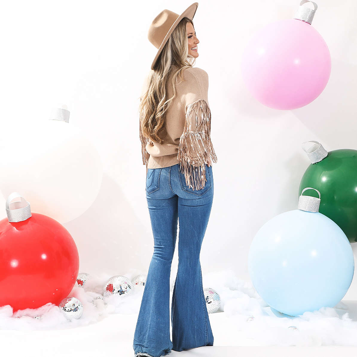 Sequin Fringe High Neck Sweater | Marleylilly