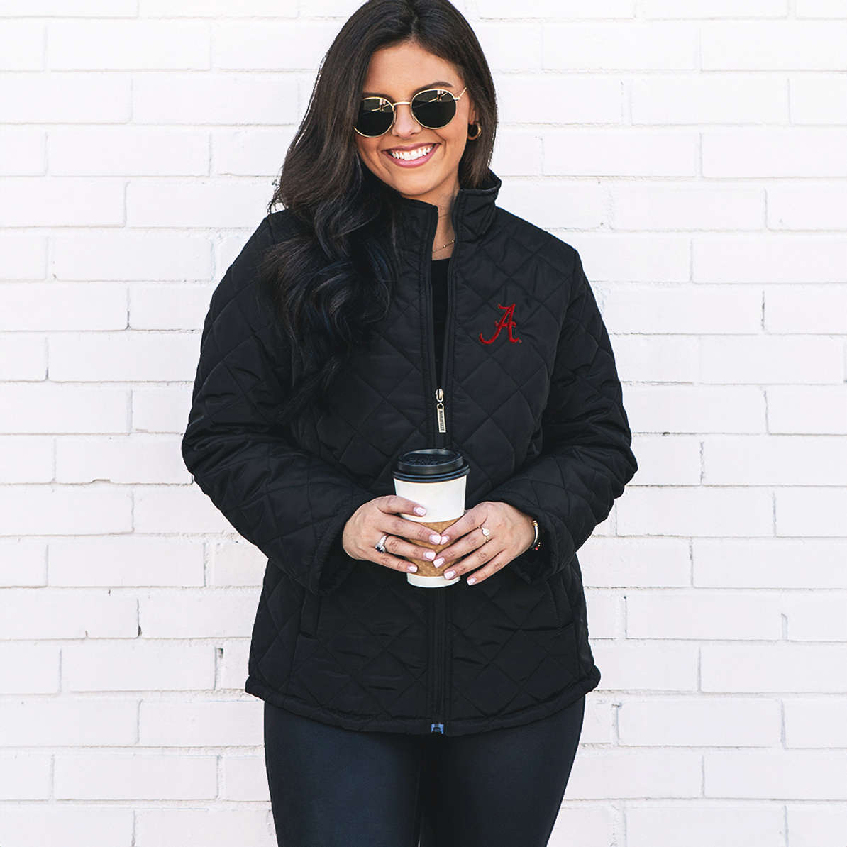 Alabama Crimson Tide Puffer Jacket in Black | Marleylilly