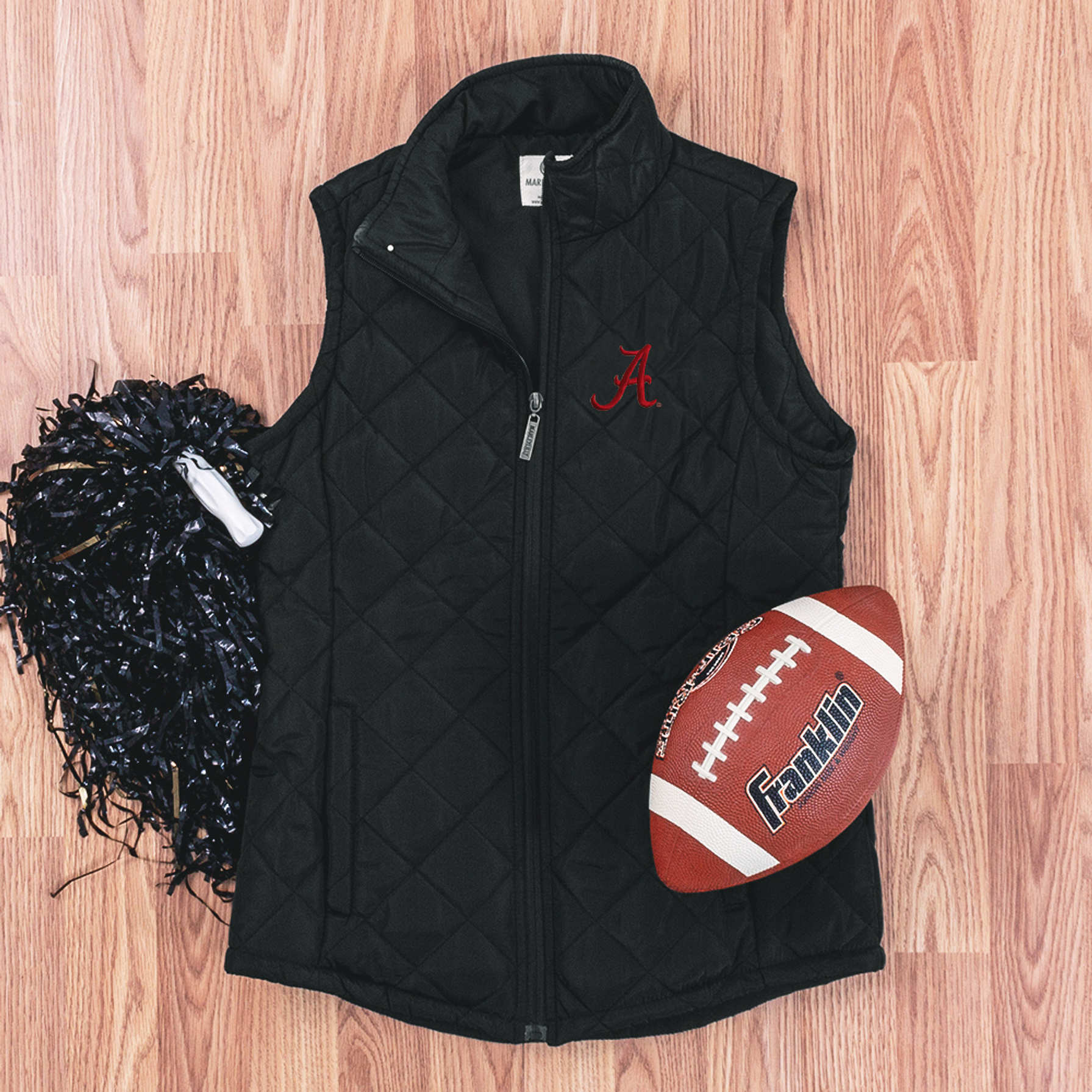 Alabama Crimson Tide Puffer Vest in Black | Marleylilly