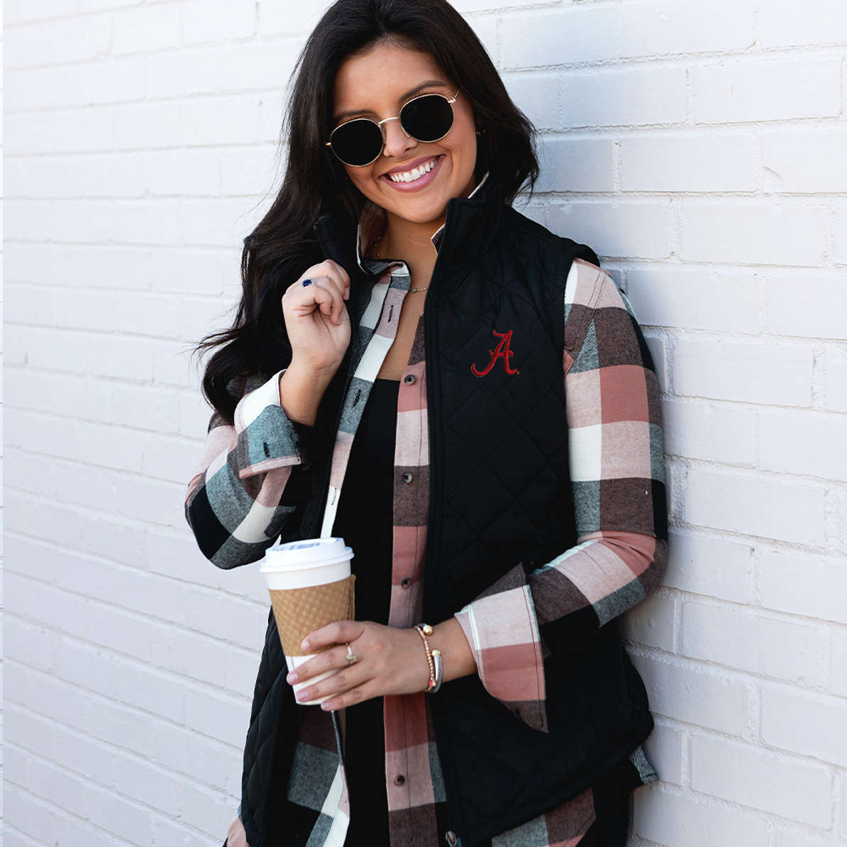 Alabama Crimson Tide Puffer Vest in Black | Marleylilly