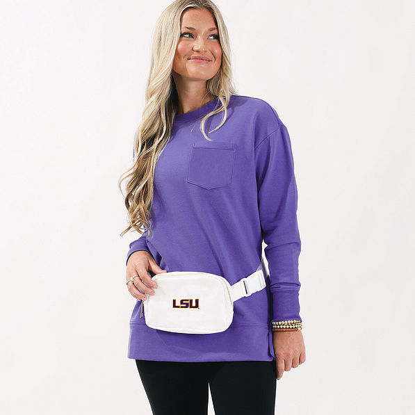 LSU Tigers Belt Bag in White | Marleylilly