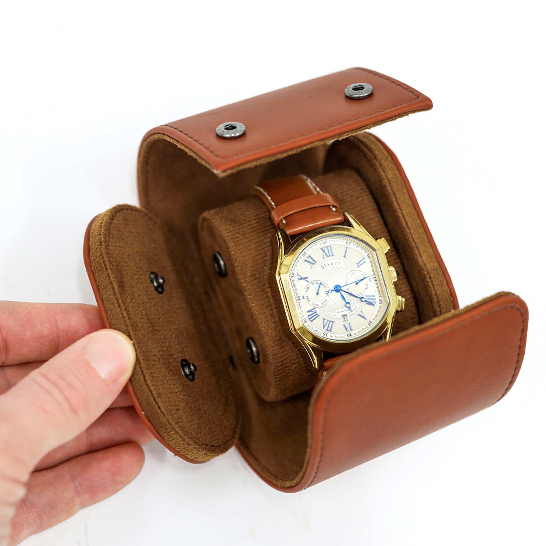 Personalized Leather Travel Watch Holder | Marleylilly