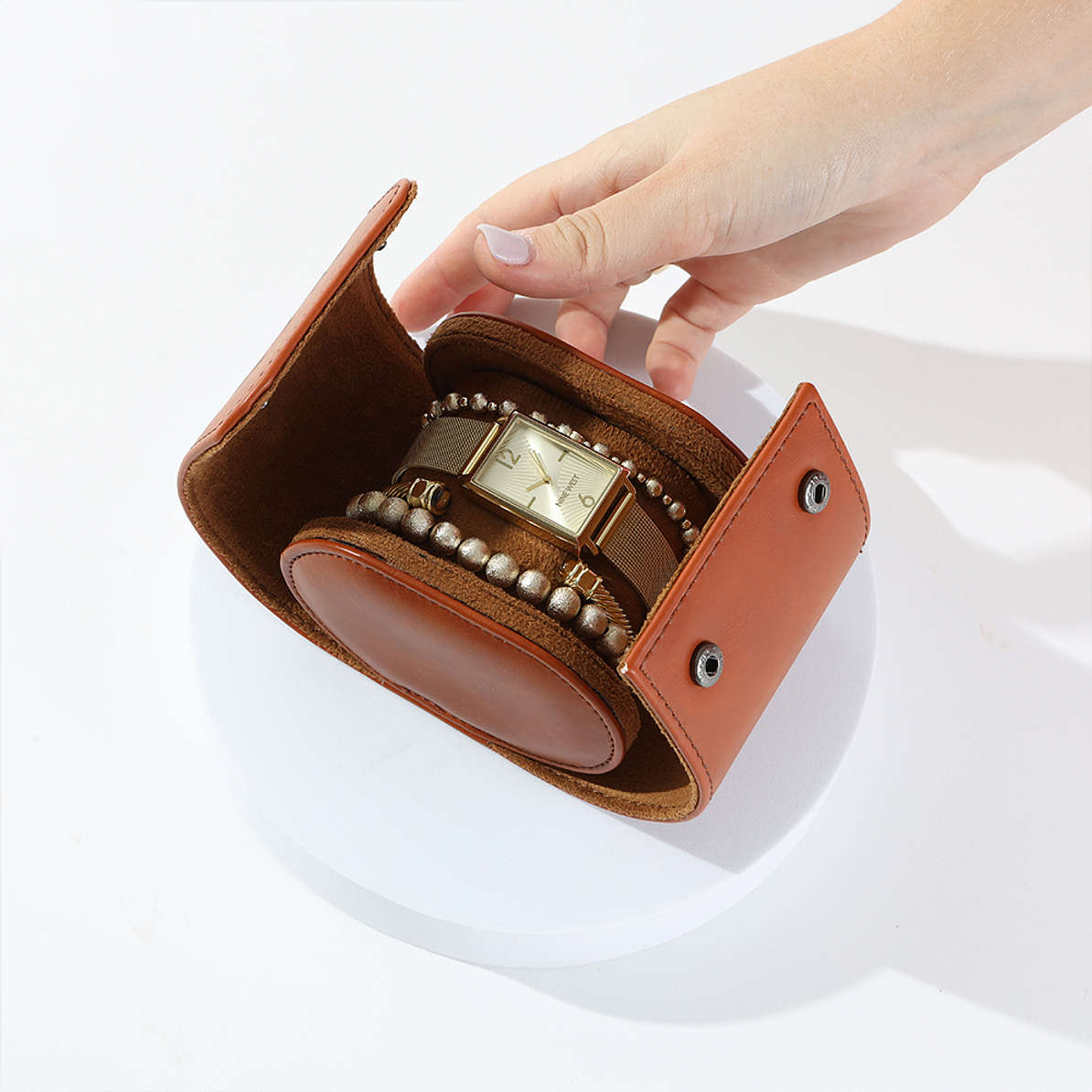 Personalized Leather Travel Watch Holder | Marleylilly