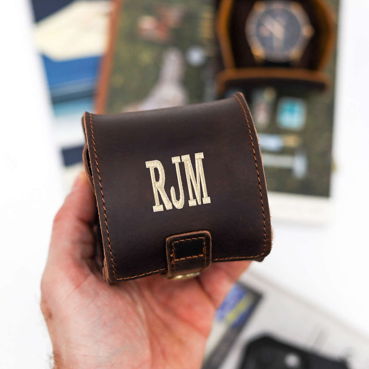 Embroidered Leather Watch Holder | Marleylilly
