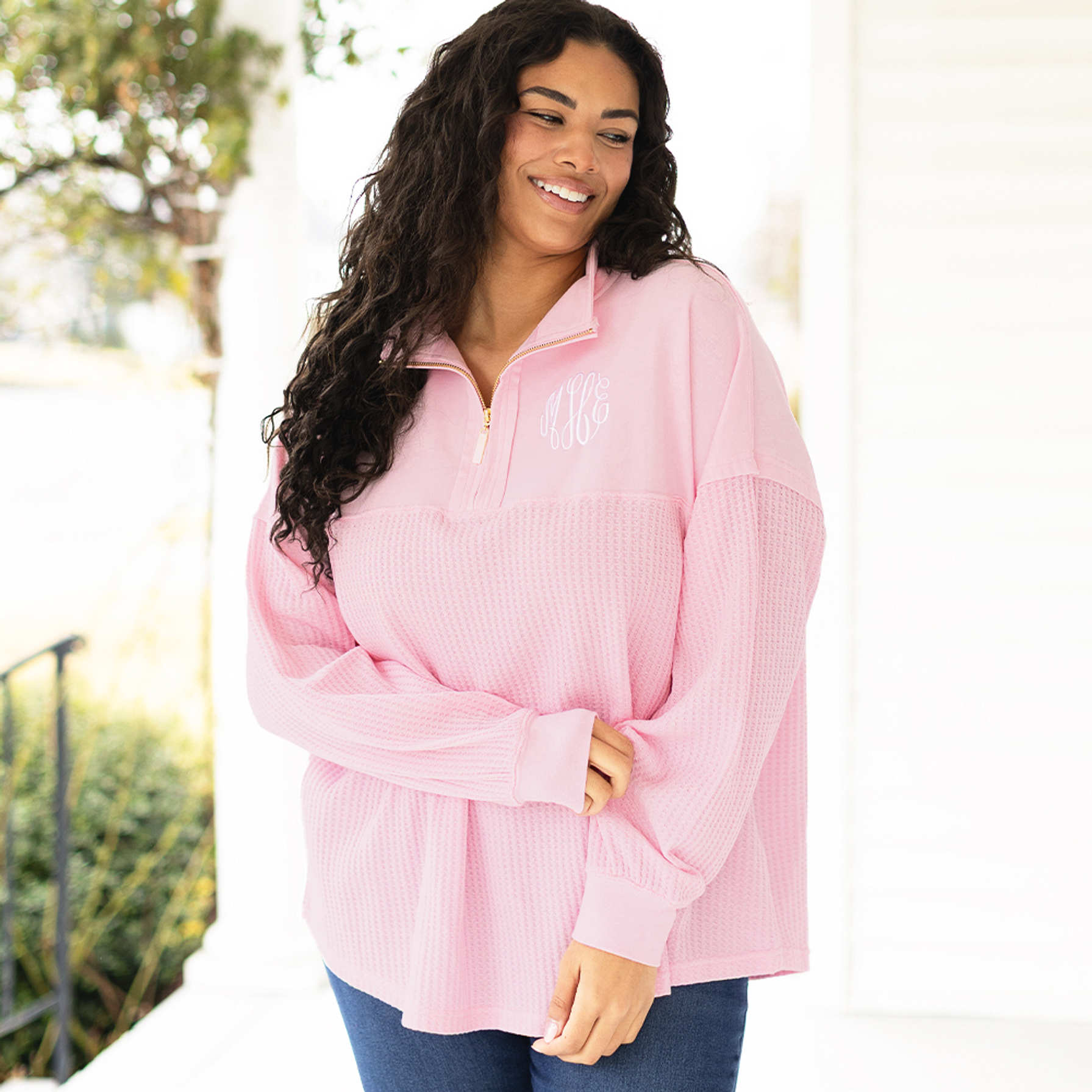 Personalized Waffle Knit Pullover | Marleylilly
