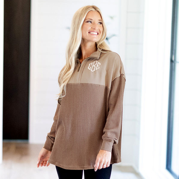 Personalized Waffle Knit Pullover | Marleylilly