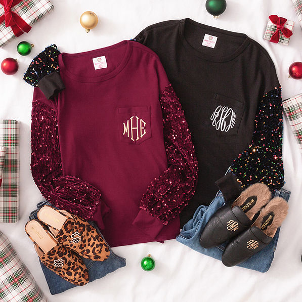 Personalized Sequin Sleeve Sweatshirt | Marleylilly
