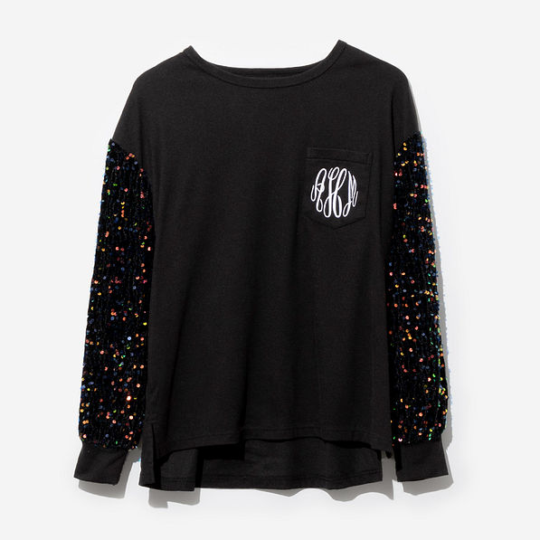 Personalized Sequin Sleeve Sweatshirt | Marleylilly