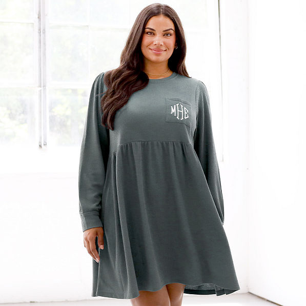 Personalized Waffle Puff Sleeve Dress | Marleylilly